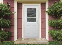 Mastercraft® 32"W x 80"H Primed Steel Internal Grille Half Lite Prehung ...