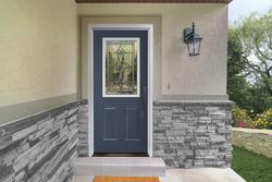 Mastercraft® Augustine 36"W x 80"H Navy Blue Steel Half Lite Prehung ...