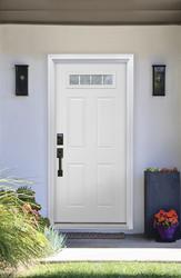 Mastercraft® 36"W x 80"H Primed Steel Internal Grille Top Lite Prehung ...