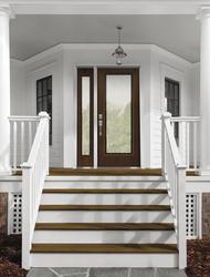 Mastercraft® Frosted 36"W x 80"H Dark Oak Woodgrain Steel Full Lite ...