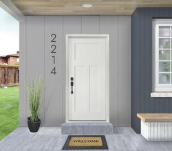 Mastercraft® 36"W x 80"H White Fiberglass 3-Panel Mission Prehung ...