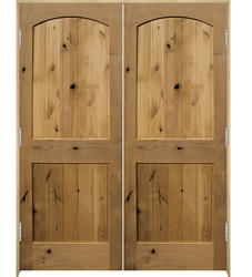 Mastercraft® 60"W x 80"H Knotty Alder 2-Panel Arch Plank Prehung ...