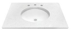 CustomCraft Countertops™ 31"W x 22"D Cotton Quartz Vanity Top with Oval ...
