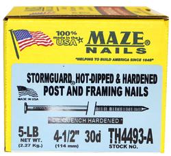Maze Nails 4-1/2" 30D Hot-Dipped Galvanized Post Frame Nail - 5 lb. Box ...