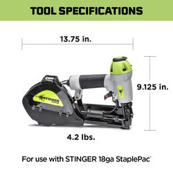 STINGER® CS150B 18-Gauge Pneumatic Narrow Crown Roofing Cap Stapler at ...