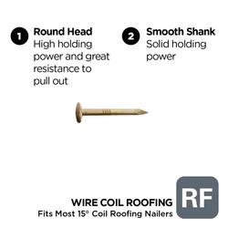 STINGER® 1-1/4" x .120" Wire Electro-Galvanized Smooth Shank Full Round Head Roofing Nails ...
