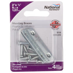National Hardware® 2" x 1/2" Zinc Mending Brace - 4 Pack at Menards®