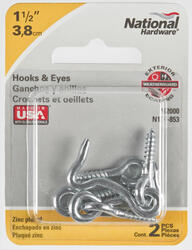 National Hardware® 1-1/2" Zinc Finish Steel Hook and Eyes - 2 Pack at ...