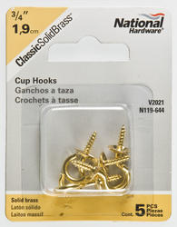 National Hardware® 3/4" Brass Cup Hook - 5 Pack at Menards®