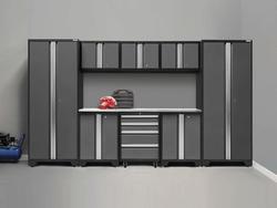 NewAge Bold 3.0 132"W x 77-1/4"H x 18"D Gray 9-Piece Storage Cabinet ...