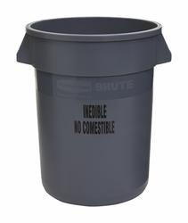 Rubbermaid® Commercial BRUTE® 32-Gallon Gray Trash Can with Black "USDA ...