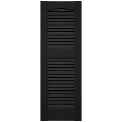 Shutters By Design 12"W Black Vinyl Offset Louvered Cathedral Top ...