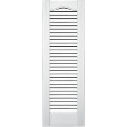 Shutters By Design 14-1/2"W White Vinyl Full Louvered Cathedral Top ...