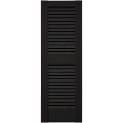 Shutters By Design 14-1/2"W Black Vinyl Louvered Mullion Straight Top ...