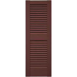 Shutters By Design 18"W Burgundy Red Vinyl Louvered Mullion Straight ...