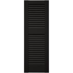 Shutters By Design OFFSET 14-1/2"W Black Vinyl 2-Panel Louvered with ...