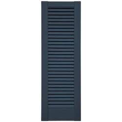 Shutters By Design 12"W Classic Blue Vinyl Straight Top Louvered Panel ...
