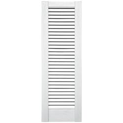 Shutters By Design 12"W Bright White Vinyl Straight Top Louvered Panel ...