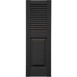 Shutters By Design 16-1/2"W Musket Brown Vinyl Straight Top Louvered ...