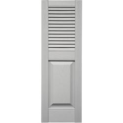 Shutters By Design 18"W Paintable Vinyl Straight Top Louvered Over ...