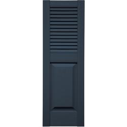 Shutters By Design 18"W Classic Blue Vinyl Straight Top Louvered Over ...
