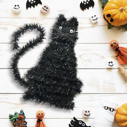 Pumpkin Hollow™ 14" Halloween Tinsel Cat Wall Décor at Menards®