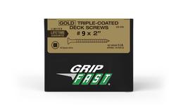 Grip Fast® #9 x 2" Square Drive Gold Flat Head Triple Coated Exterior ...