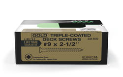 Grip Fast® #9 x 2-1/2" Combo Drive Gold Flat Head Triple Coated ...