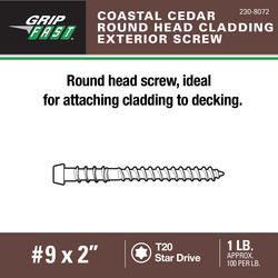 Grip Fast® #9 x 2" Star Drive Round Head Cladding Exterior Screw ...