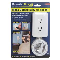 As Seen On TV Presto Plug 2-Outlet 2-USB Outlet Extender with 4' Cord ...