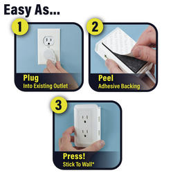 As Seen On TV Presto Plug 2-Outlet 2-USB Outlet Extender with 4' Cord ...