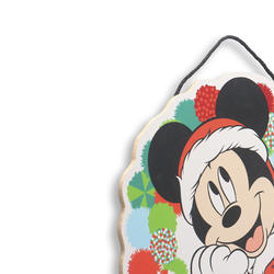 Mickey Mouse™ 14-3/4" Wooden Santa Mickey in Wreath Christmas Wall Sign ...