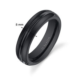 Oravo Black Tungsten Wedding Band Size 7 Ring with Double Groove for ...