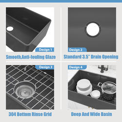 Sinber Farmhouse/Apron Front 33" Black Fireclay Single Bowl Kitchen ...