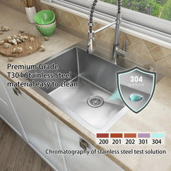 Sinber Drop-In 25" Stainless Steel 2-Hole Single Bowl Kitchen Sink at ...