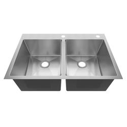 Sinber Drop-in 33" Stainless Steel 2-Hole Double Bowl Kitchen Sink at ...