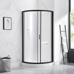 OVE Decors Breeze 32"W x 32"D x 77"H White Round Corner Shower with ...
