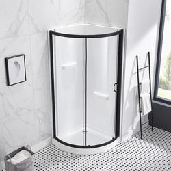 OVE Decors Breeze 32"W x 32"D x 77"H White Round Corner Shower with ...