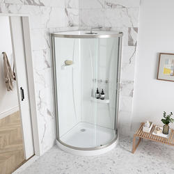 OVE Decors Breeze 32"W x 32"D x 77"H White Round Corner Shower with ...