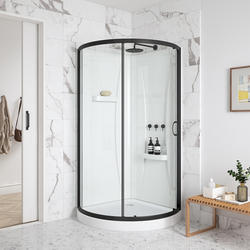 OVE Decors Breeze 36"W x 36"D x 77"H White Round Corner Shower with ...