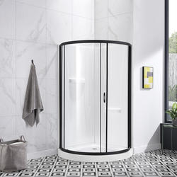 OVE Decors Breeze 38"W x 38"D x 77"H White Round Corner Shower with ...
