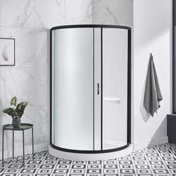 OVE Decors Breeze 36"W x 36"D x 77"H White Round Corner Shower with ...