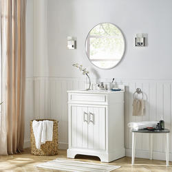 OVE Decors Madison 24"W x 19"D White Vanity and White Engineered Marble ...