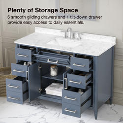 OVE Decors Palmer 48"W x 22"D Chambray Blue Vanity and Cloudy Sky ...