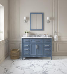 OVE Decors Palmer 48"W x 22"D Chambray Blue Vanity and Cloudy Sky ...