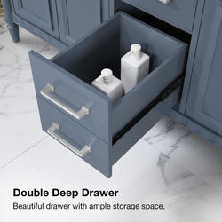 OVE Decors Palmer 60"W x 22"D Chambray Blue Vanity and Cloudy Sky ...