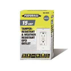 Performax™ 15-Amp Tamper Resistant Weather Resistant White GFCI Outlet ...