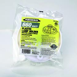 Performax™ White Plastic Lamp Holder with Pull Chain and Outlet at Menards®