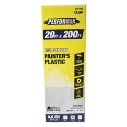 Performax 20' x 200' .6 mil High-Density Painter's Plastic Drop Cloth ...