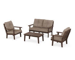 POLYWOOD® Great Lakes Mahogany 4-Piece Deep Seating Patio Set with ...